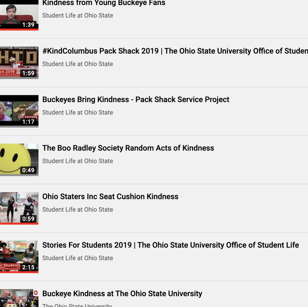 Kindness at Ohio State YouTube Playlist : Kindness at Ohio State